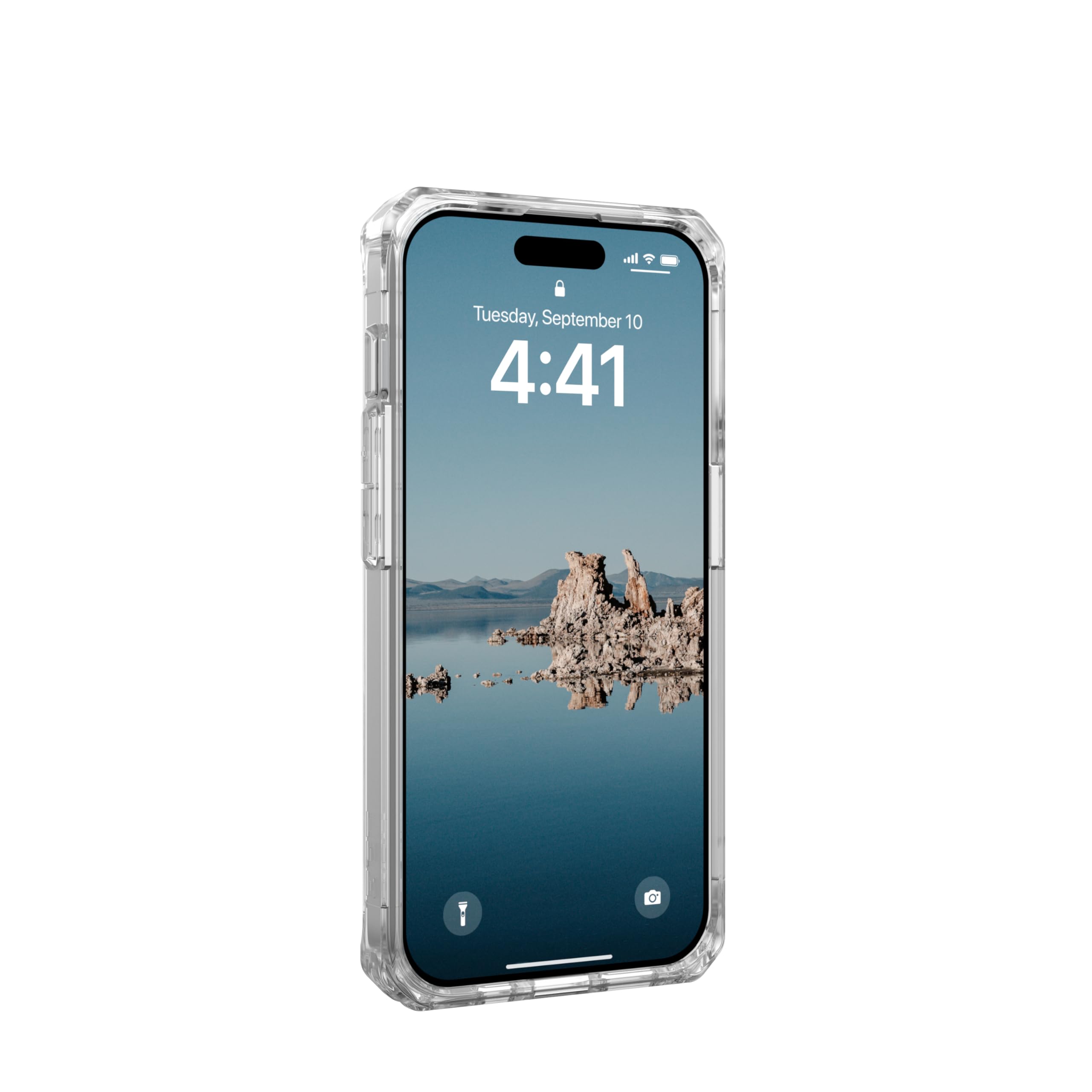 URBAN ARMOR GEAR UAG Designed for iPhone 15 Pro Case Plyo Ice/Silver 6.1" Compatible with MagSafe Bundle with UAG Civilian Phone Lanyard Adjustable Wrist Strap Graphite/Black