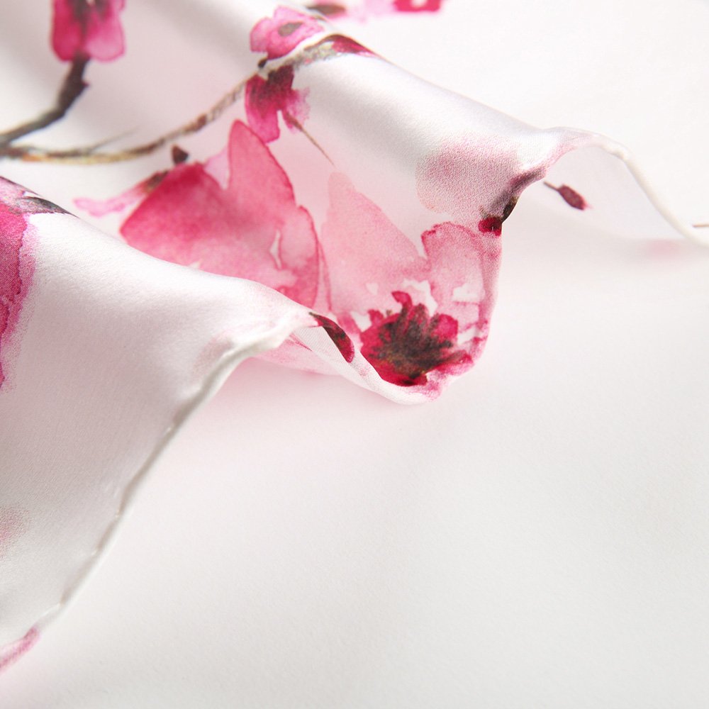 Women's 100% Mulberry Silk Scarf Floral Print Satin Long Scarf Wrap Shawl (Pxdy4)