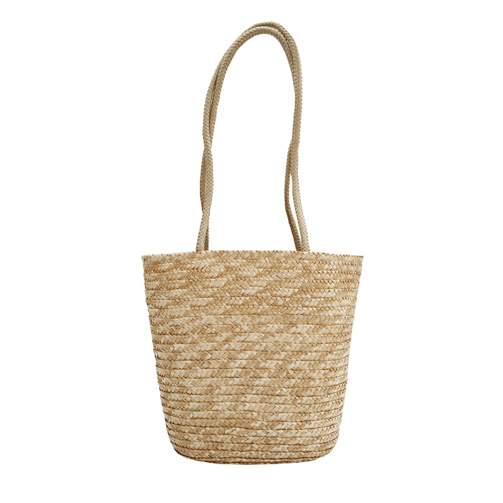 TONWHAR® Simple Elegant Straw Woven Beach Tote Bag Purse (Natural Color)