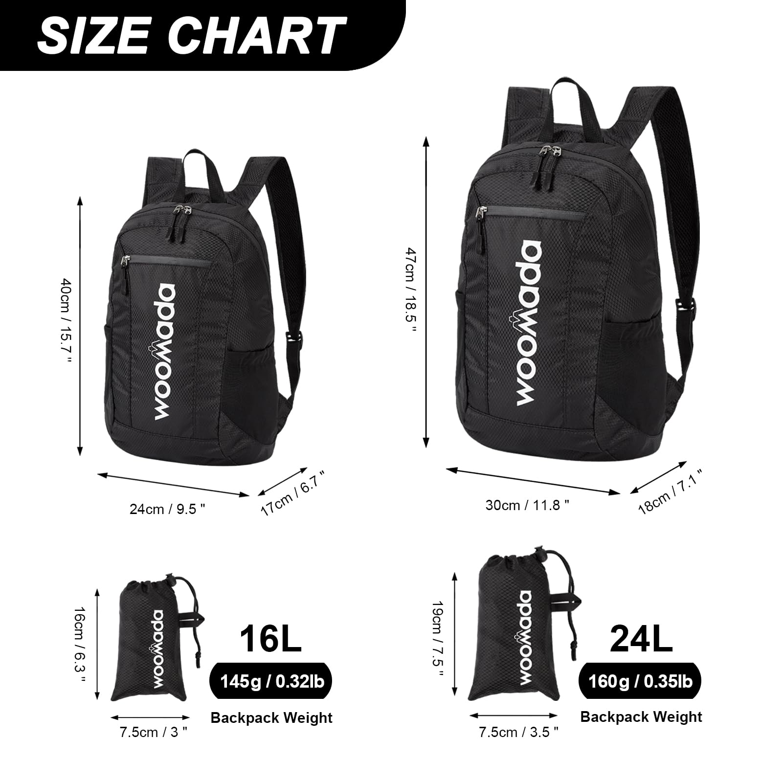 WOOMADA 16L Ultra Lightweight Packable Water Resistant Travel Hiking Backpack Daypack Handy Foldable Camping Outdoor Backpack