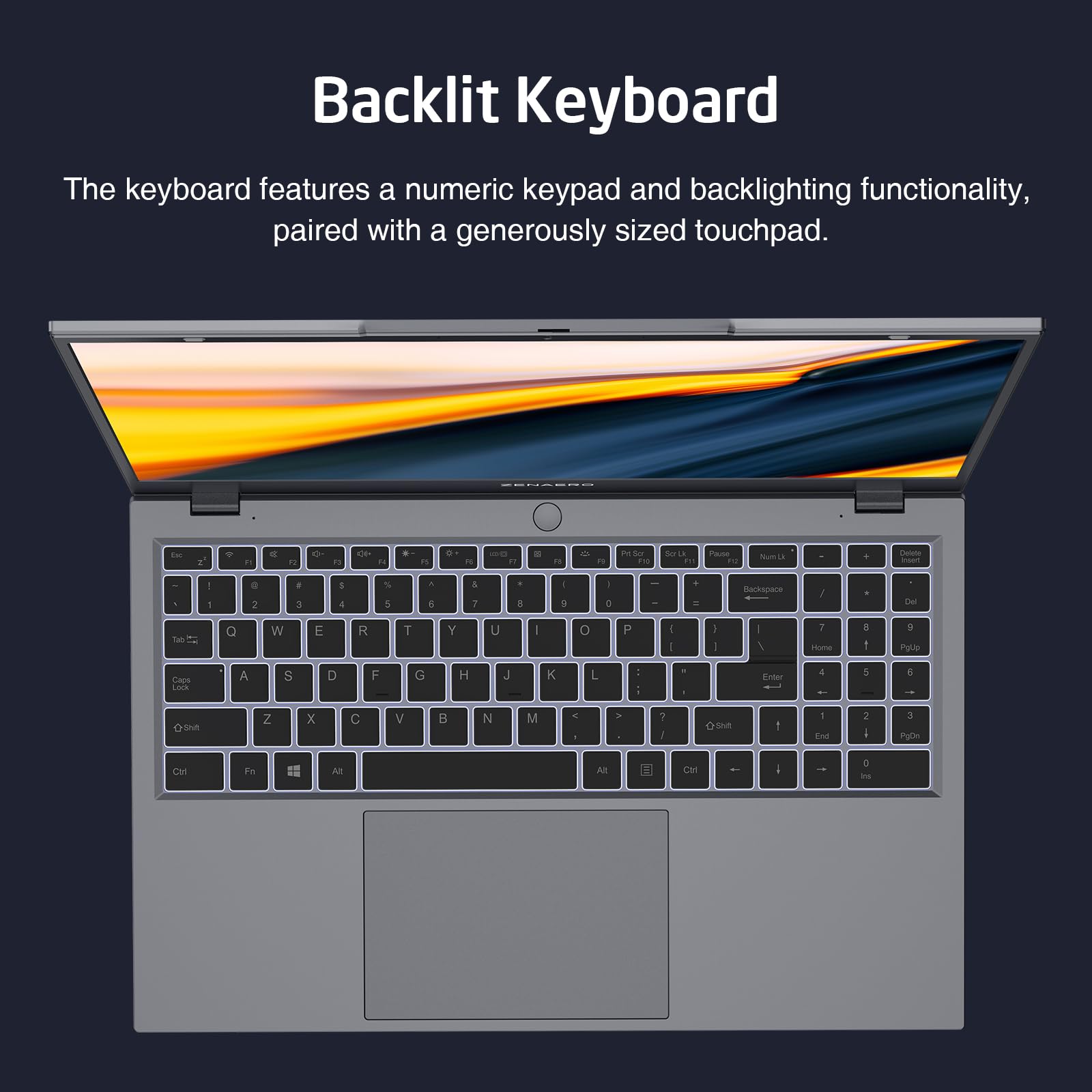 ZENAERO 15.6" Laptop 16GB RAM, 512GB NVMe SSD, 12th Intel Alder Lake-N95 (4C/4T, up to 3.4GHz) FHD IPS Display (1080P)/Full-Function Type-C/Gigabit Ethernet/BT5.0/Windows 11 Pro Notebook Computer