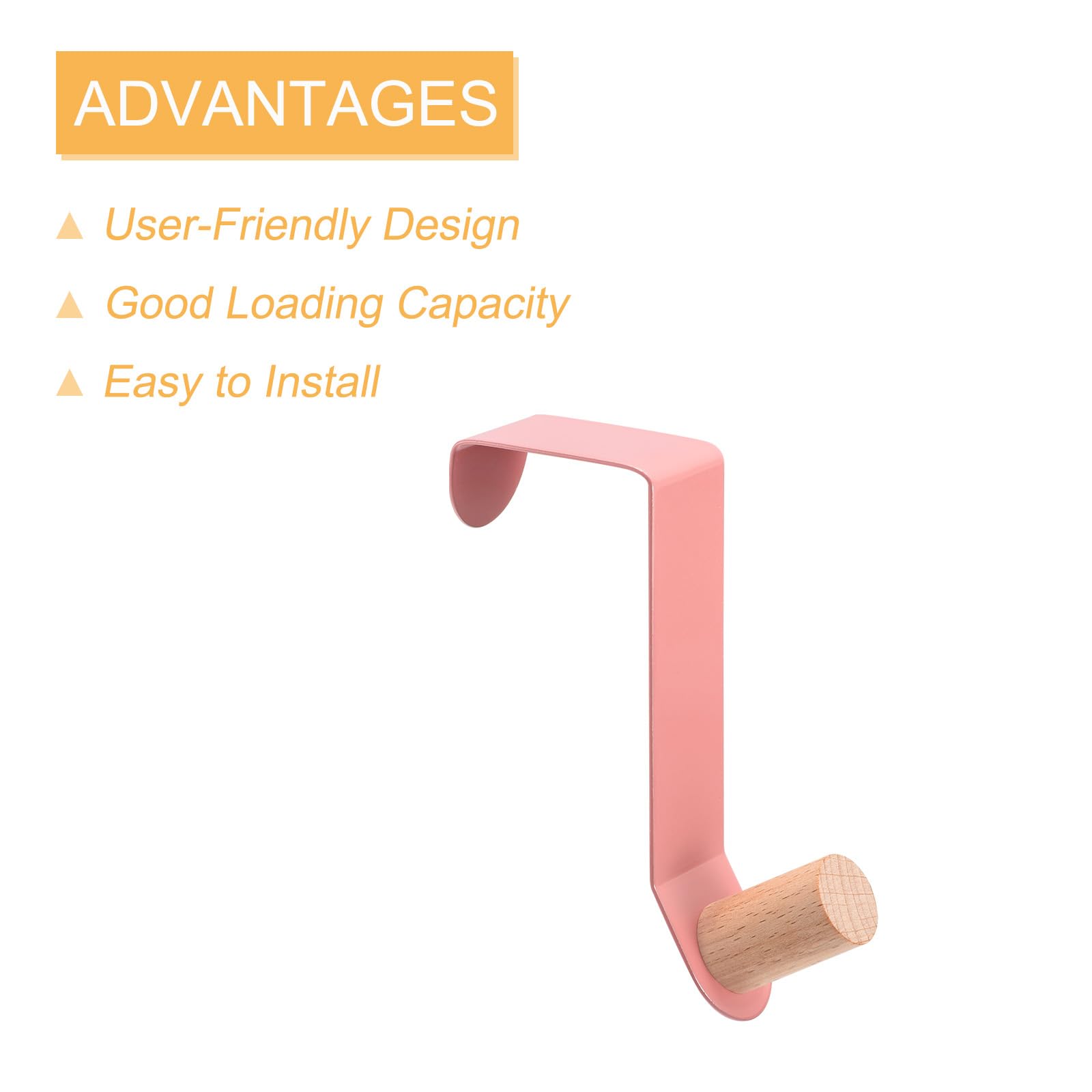uxcell Over The Door Hooks, 4pcs - Carbon Steel Paint Door Hanger Hook, Single Hooks for Hanging Clothes, Hats, Towels (Pink)