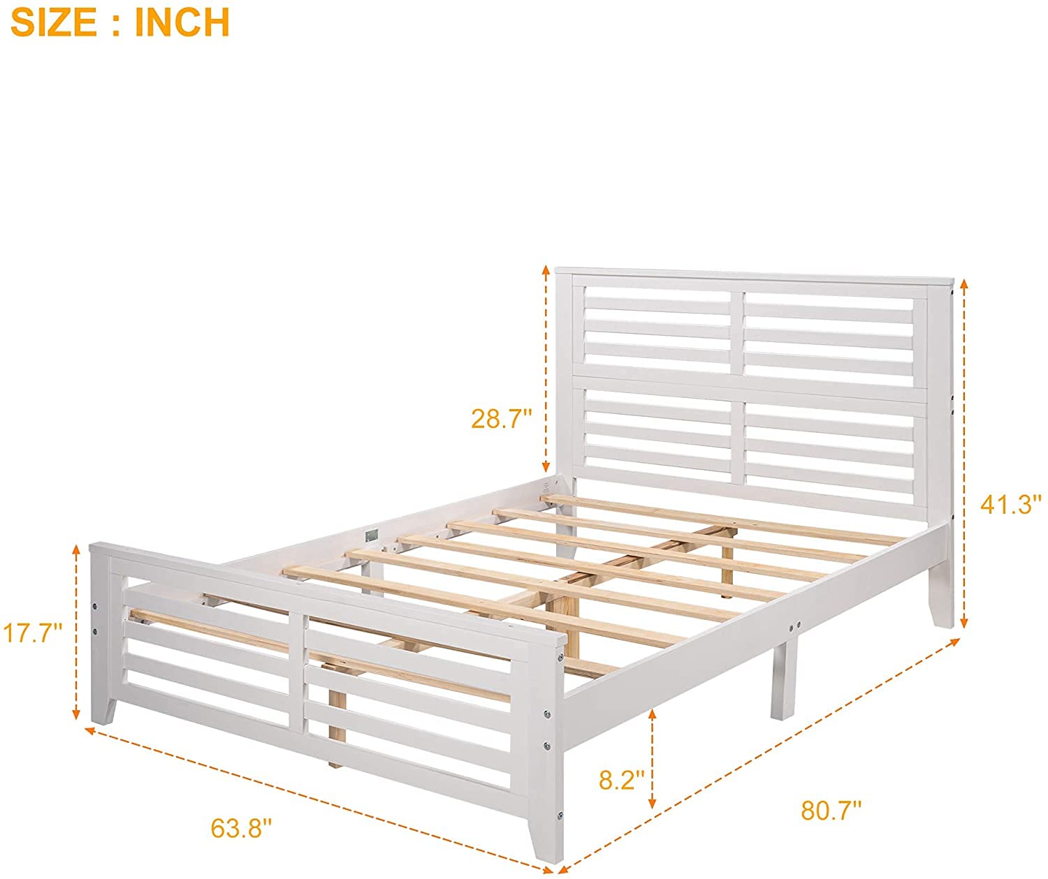 STP-Y Queen Bed Frame with Headboard Wood Platform Queen Bed,No Box Spring Needed (White, Queen) (Color : White, Size : Queen)