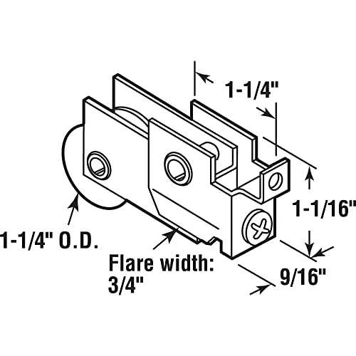 Prime-Line N 6625 1-1/4 In. Steel Ball Bearing, Mirrored Door Roller Assembly, for Crest Doors (Single Pack)