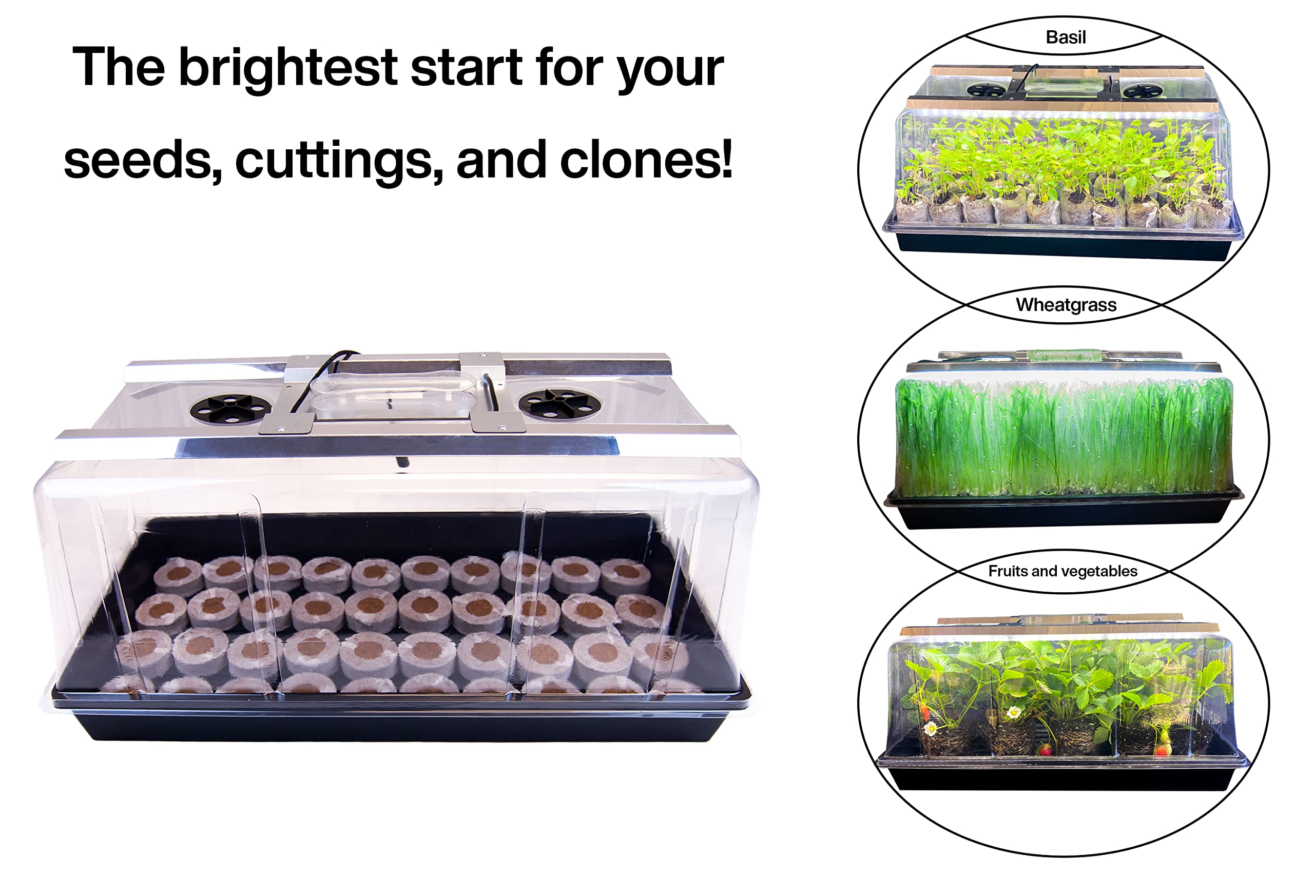 Viagrow Seedling Station Kit with LED Grow Light, Propagation Dome 4X Durable Propagation Tray (650g Kit)