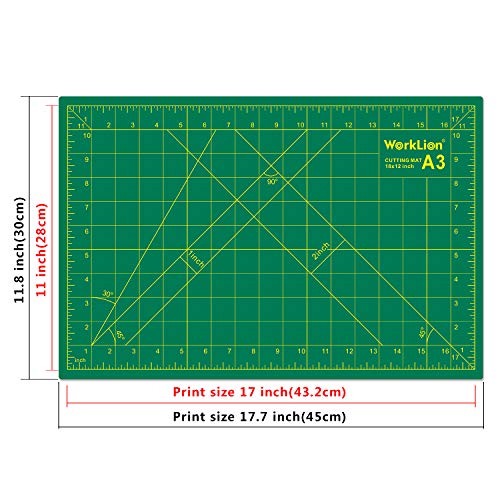 WORKLION 12" x 18" Art Self Healing PVC Cutting Mat, Double Sided, Gridded Rotary Cutting Board for Craft, Fabric, Quilting, Sewing, Scrapbooking Project……