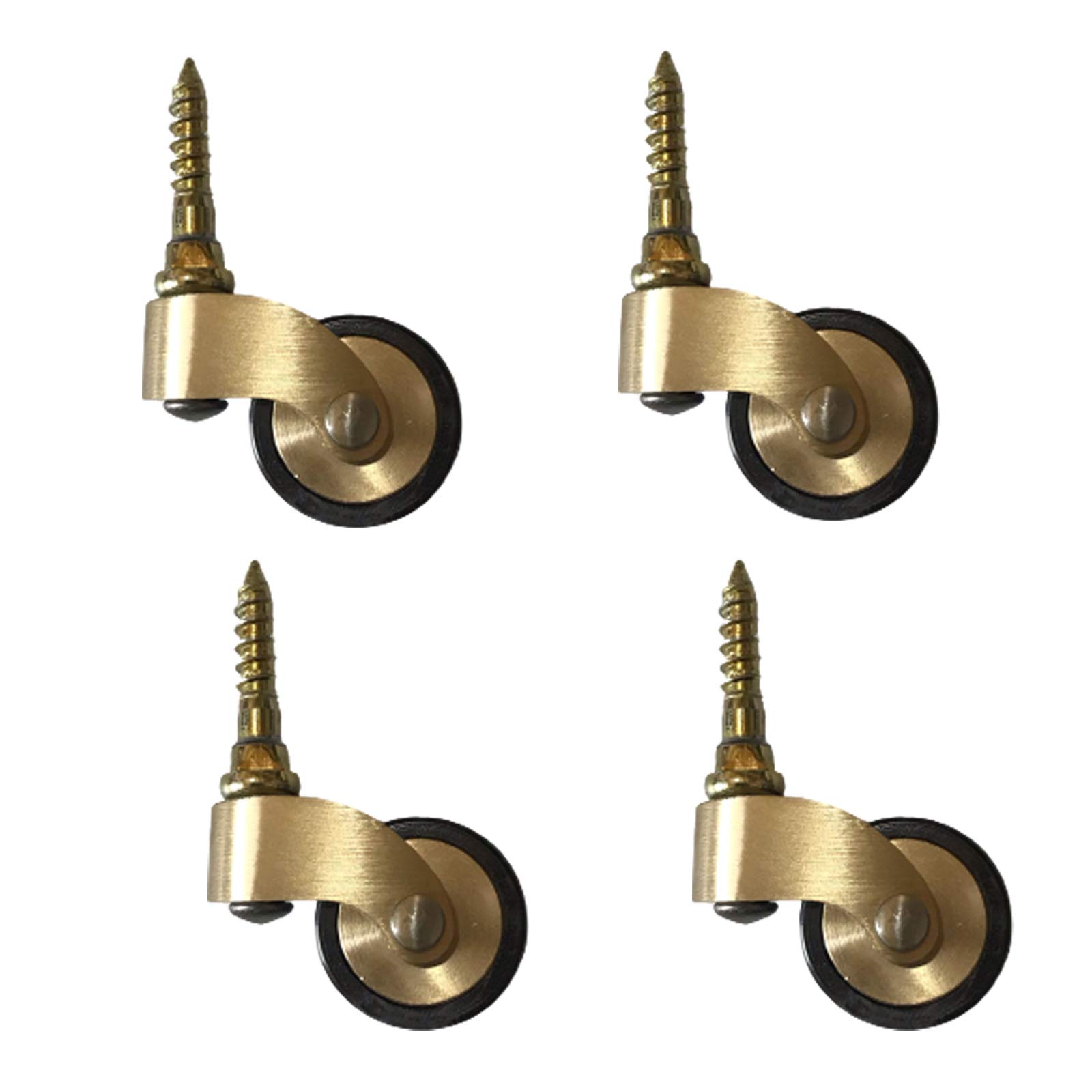 Wheel Plate Casters Solid Brass Caster Wheel Antique Style casters,Moving Caster Wheels,360° Swivel Caster,Vintage Rubber Castors for Furniture,Screw Style Fitting,150kg Load Capacity,4 Pcs