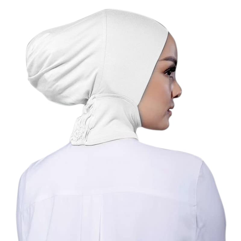 Yeieeo Adjustable Muslim Inner Under Hijab Cap Islamic Underscarf Bonnet Caps Chemo White