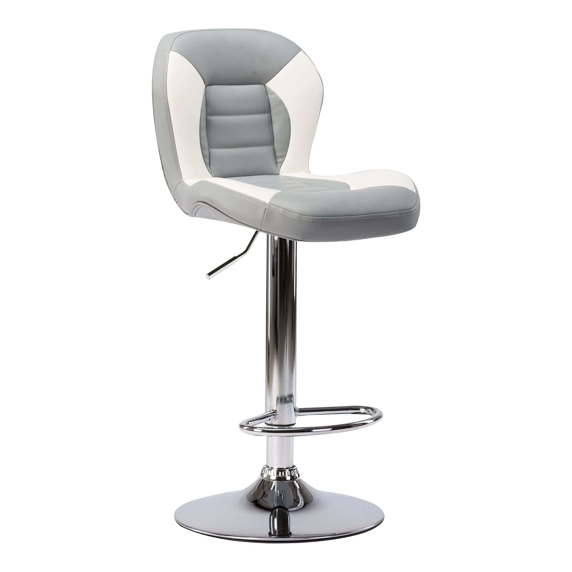 thksbought Set of 2 Bar Stools PU Leather Adjustable Barstools with Back Swivel Stools(Gray)