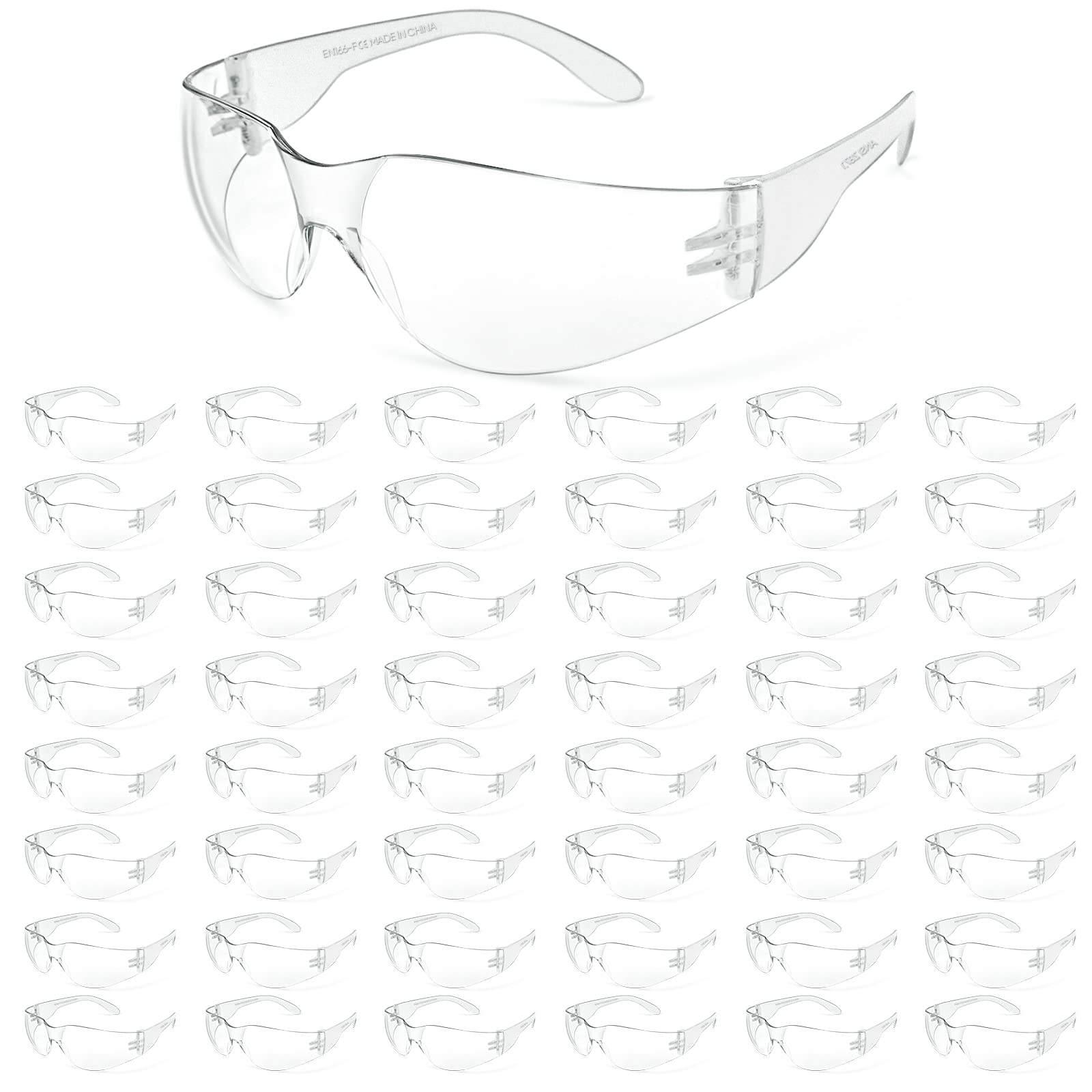TICONN 3 Clear Safety Glasses for Men, Safety Goggles with Scratch Impact Resistant Meets ANSI Z87.1 Standard (3 Pack)