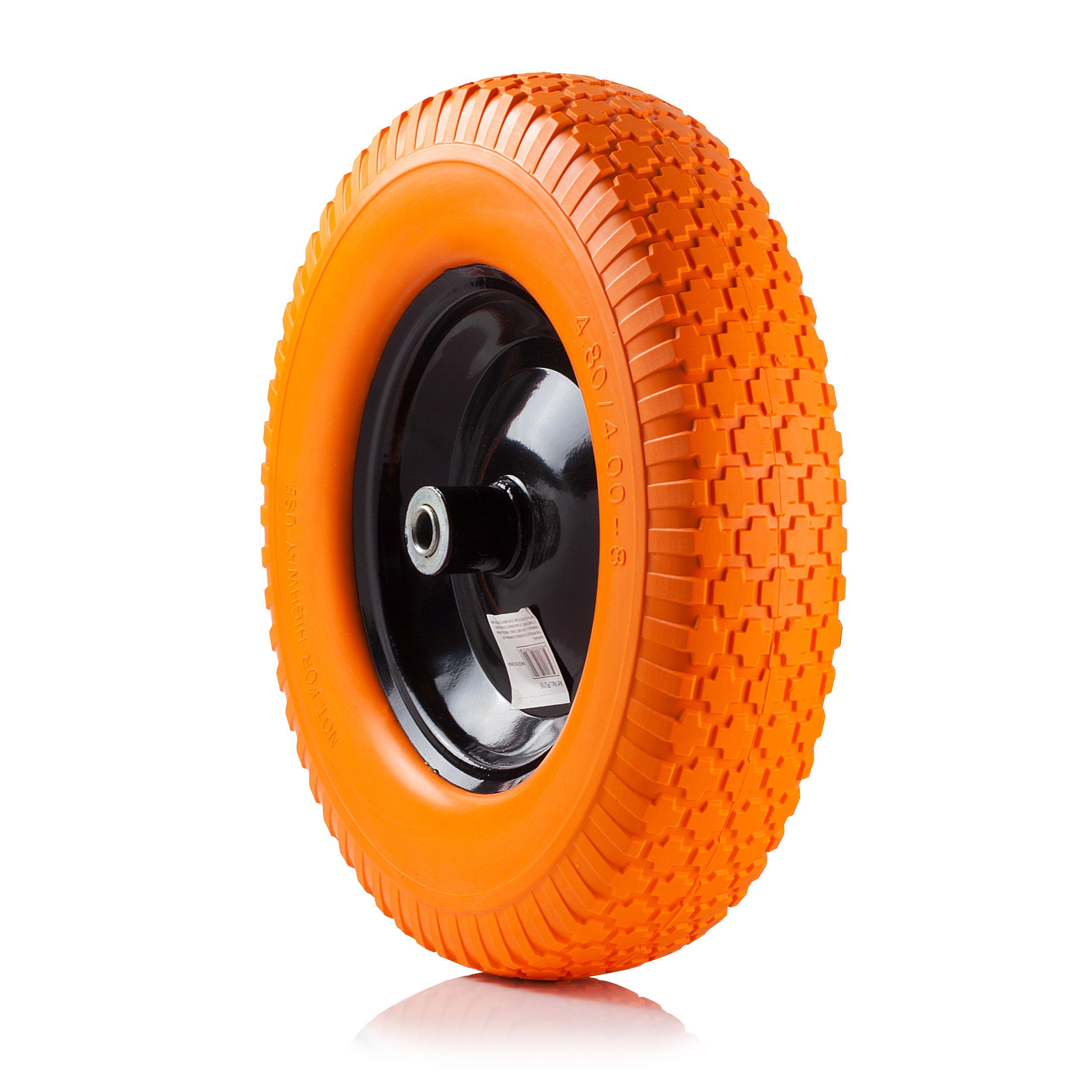 Wheelbarrow Wheels 16" Flat-Free Air less Tire Foamed Polyurethane Wheelbarrow Tire 4.80/4.00-8" (Orange)