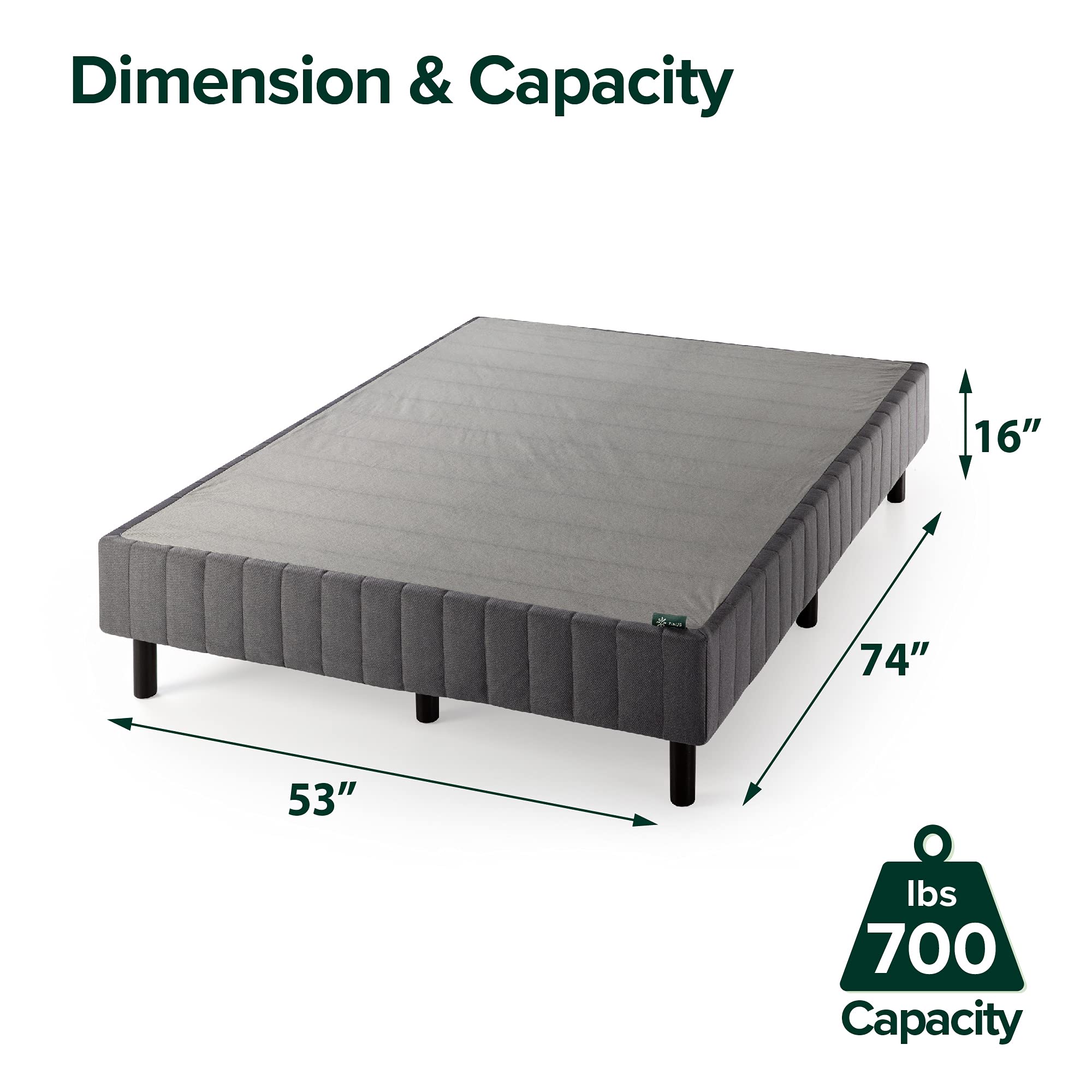 ZINUS GOOD DESIGN Award Winner Justina Metal Mattress Foundation / 16 Inch Platform Bed / No Box Spring Needed, Full