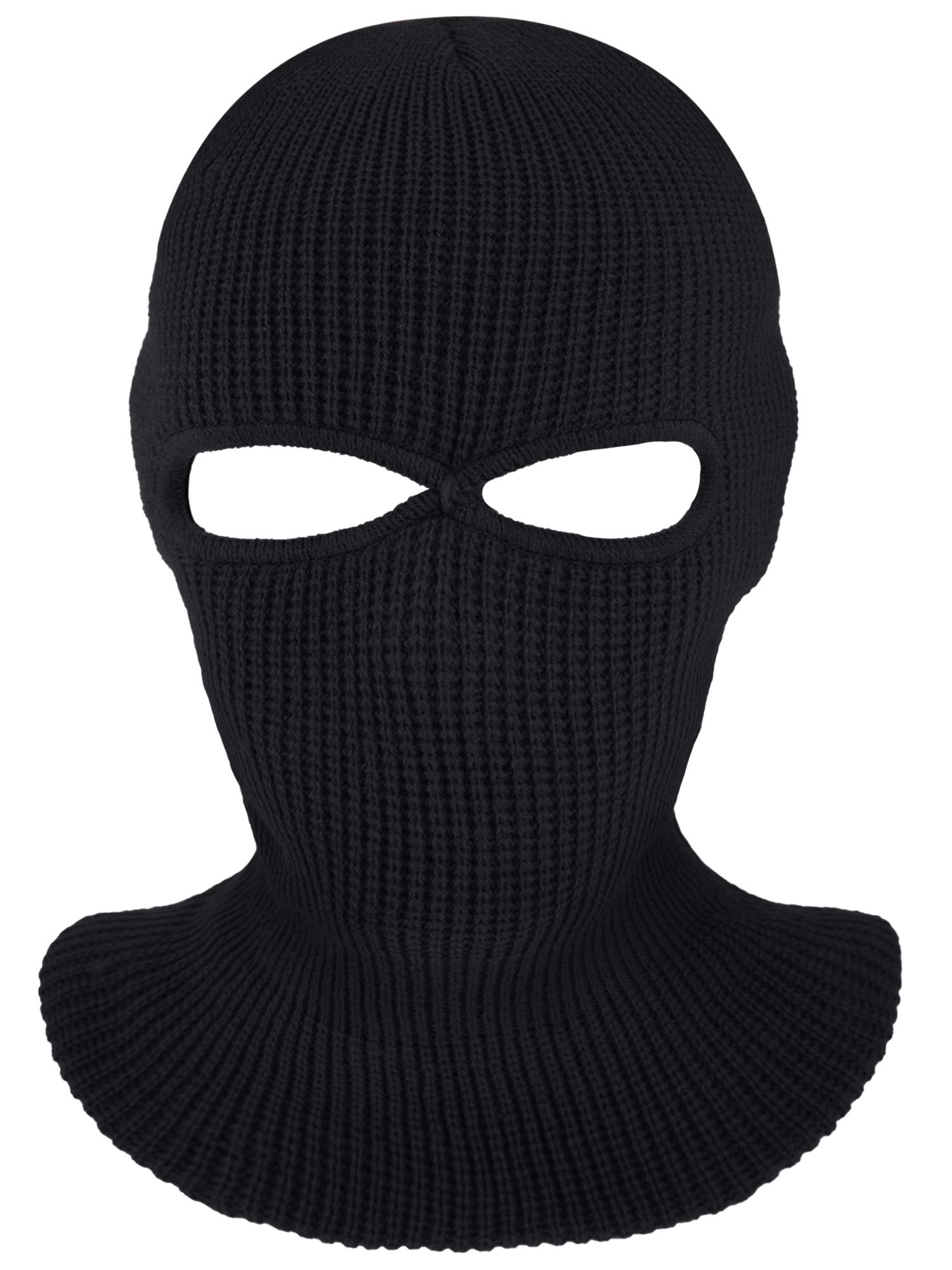 WILLBOND 2 Pieces Knitted Full Face Cover 2-Hole Winter Ski Balaclava Face Covering for Adult Supplies (Black)