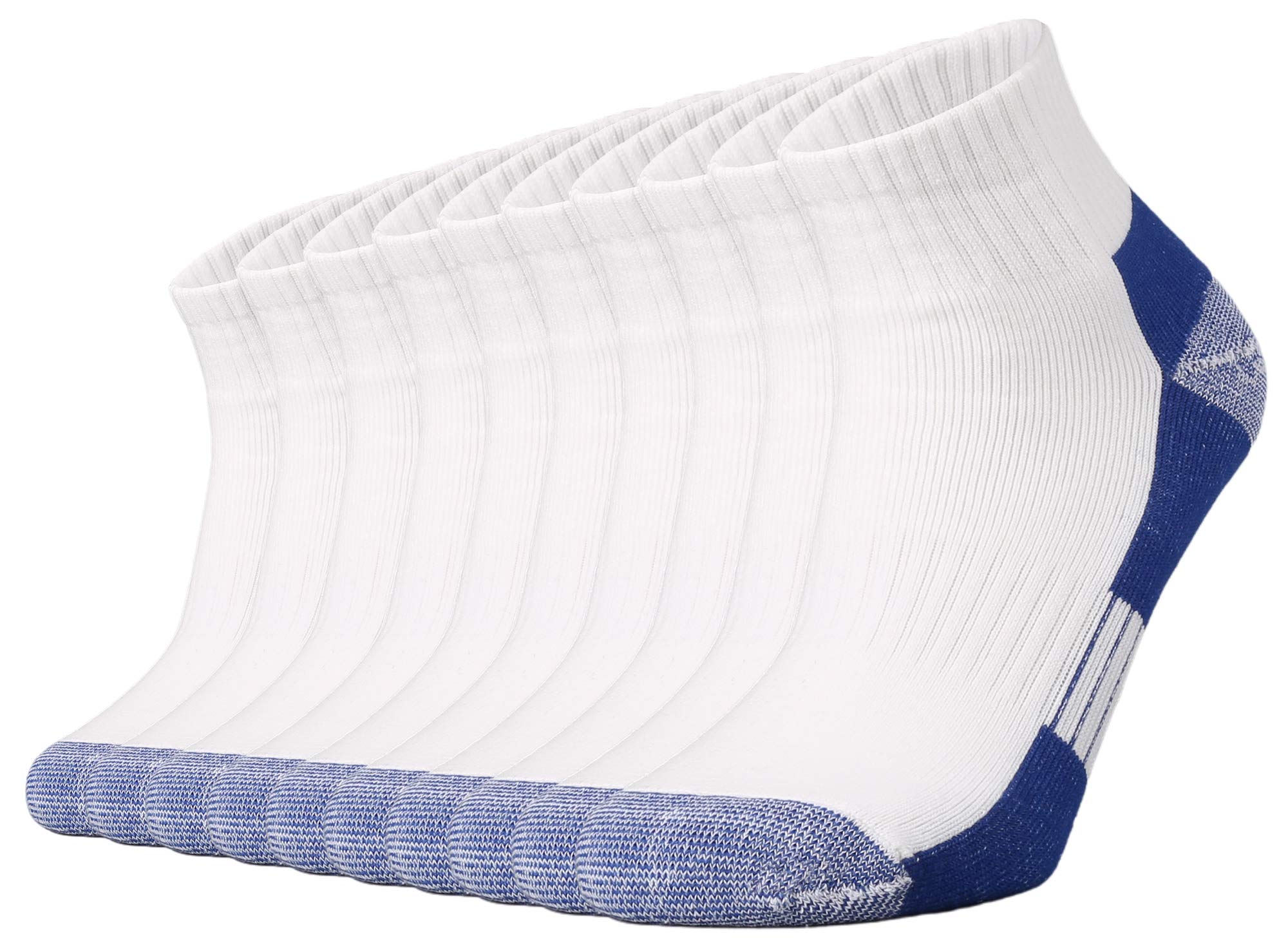 SOX TOWN Moisture Wicking Performance Work Boots Heavy Cushion Low Cut Socks Men 10 Pack(WhiteBlue L)