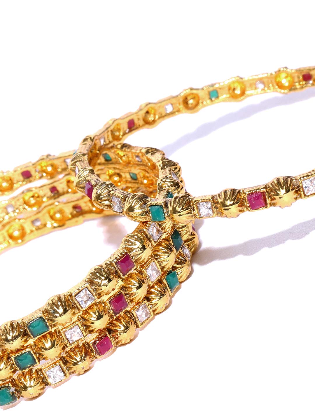 Vishal-Vatika Indian Traditional Style Gold Plated Bangle Bracelets 4Pcs Set (2.6)
