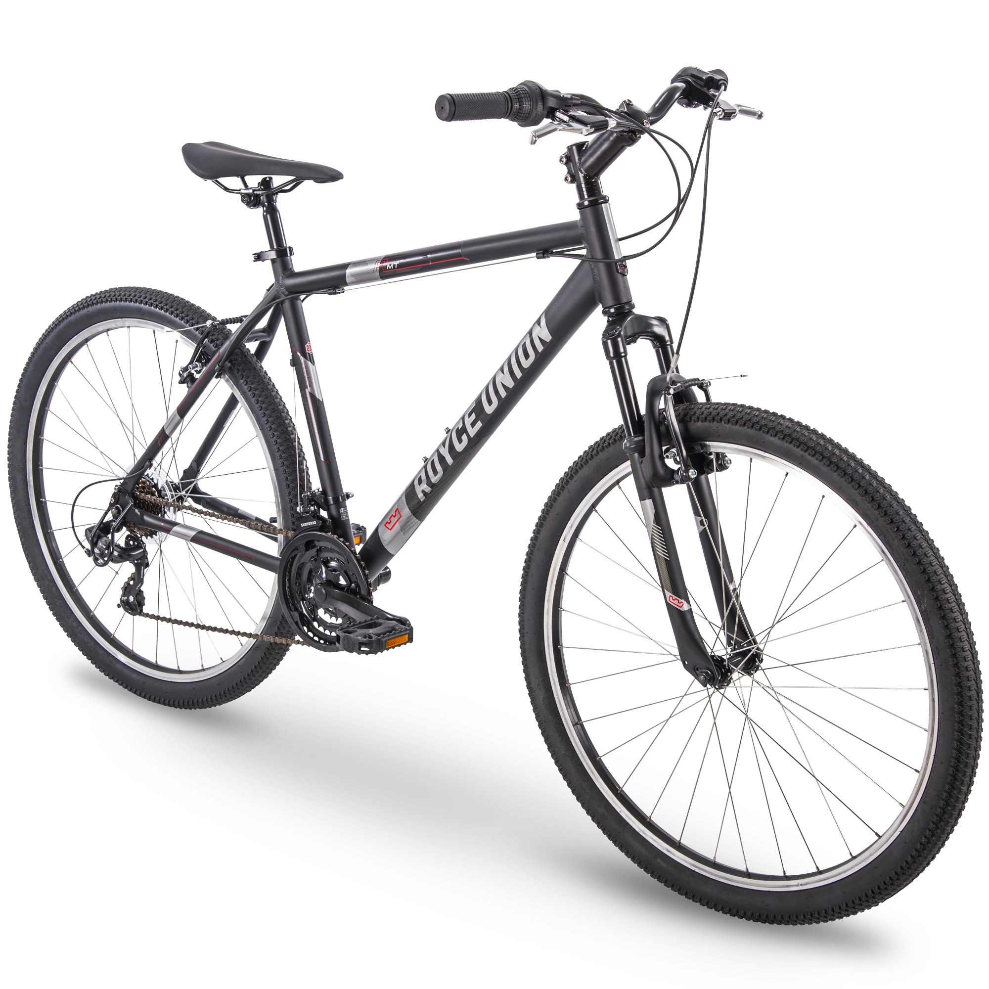ROYCE UNION RMT 27.5" Mens 21-Speed All-Terrain Mountain Bike, 22" Aluminum Frame, Twist Shift, Matte Black