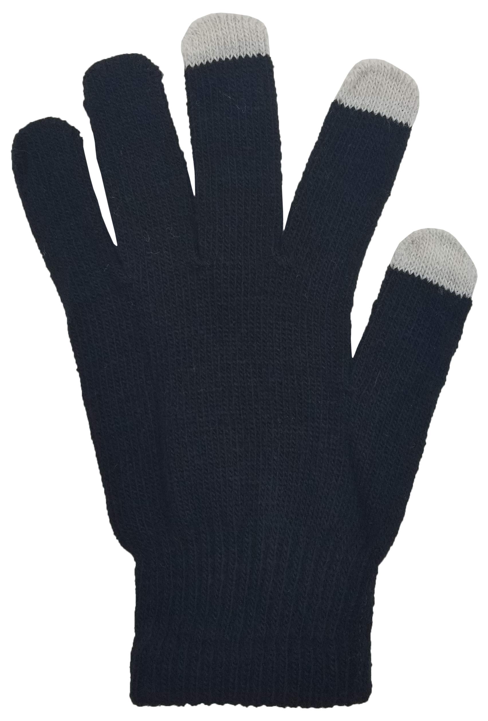 Winter Magic Gloves, 12 Pairs Stretchy Warm Knit Bulk Pack Mens Womens