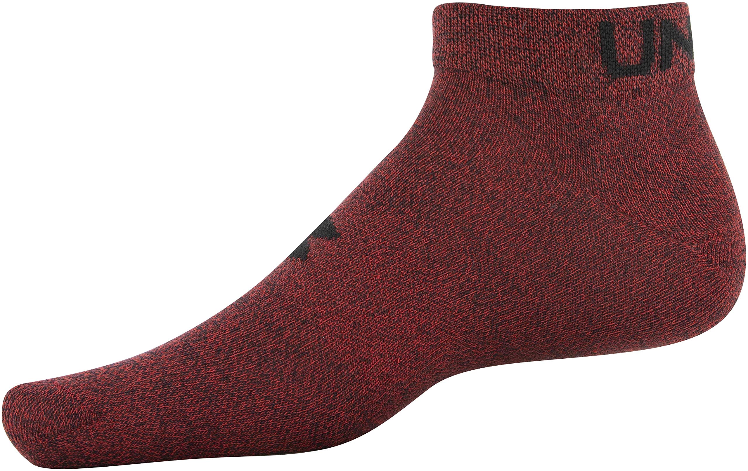 Under Armour Men's Essential Lite Low Cut Socks, 6-Pairs , Red/Pitch Gray , Large