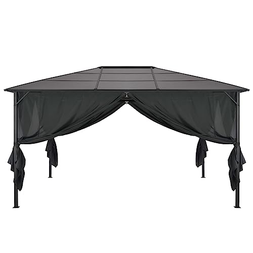 Tidyard Gazebo with Curtain Aluminum 13.1'x9.8'x8.5' Black for Patio Outdoor, Wedding, BBQ, Camping, Lawn