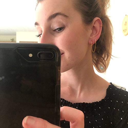 Unique Corn Chain Hoop Earrings, 14K Gold Plated Double Piercing Earrings Dainty Small Huggie Hoop Minimalist Chain Cuff Earrings for Women Jewelry Gift