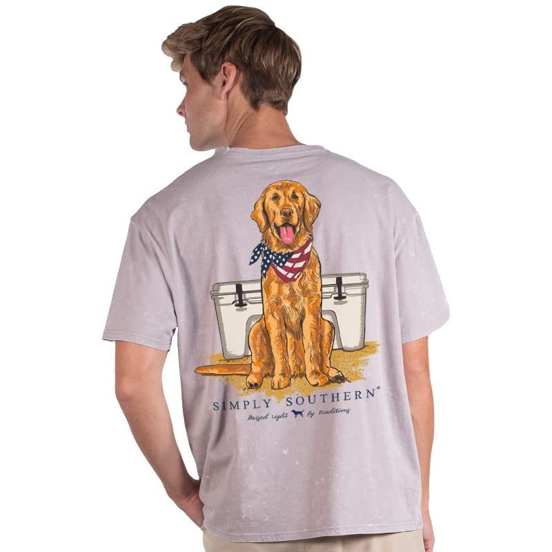 USA Golden Retriever Short Sleeve Simply Color T Shirt Light Gray
