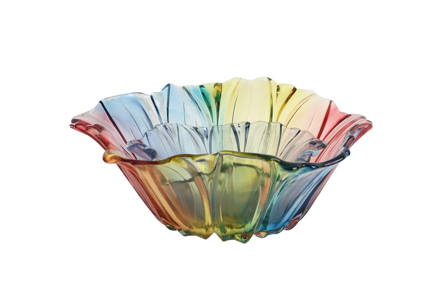 YITONGDA 2-Pack,11.8-inch 7.5-inch,Colorfu Glass Fruit Bowl,Candy Bowl,Snacks Bowl,Salad and Vegetables Bowl for Home and Kitchen,Country Style