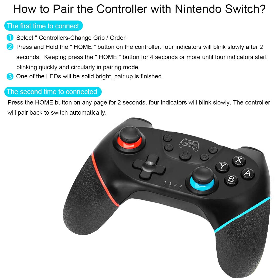 Wireless Switch Pro Controller for Nintendo Switch/Switch Lite,Switch Remote Joypad Control Games Joystick for Switch Console with Turbo,Gyro Axis,Motion & Vibration Shock,Work with Bluetooth(Blue)