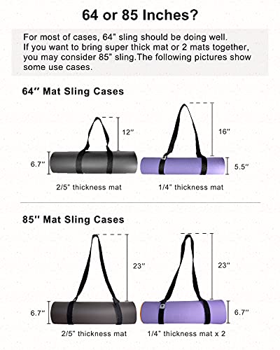 Tumaz Yoga Mat Strap [MAT NOT Included] (2 Sizes) with Extra Thick & Comfy Delicate Texture, Adjustable Yoga Mat Carrier