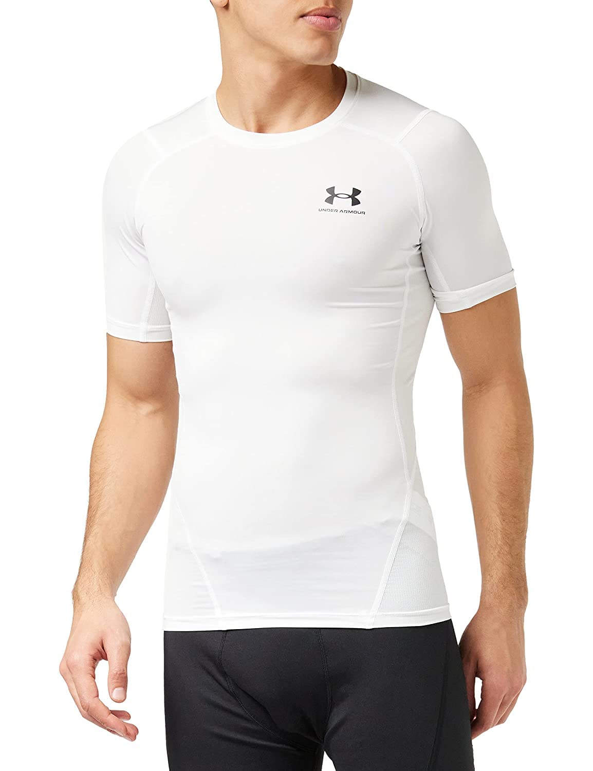 Under Armour Men's Armour HeatGear Compression Short-Sleeve T-Shirt , White (100)/Black, Small