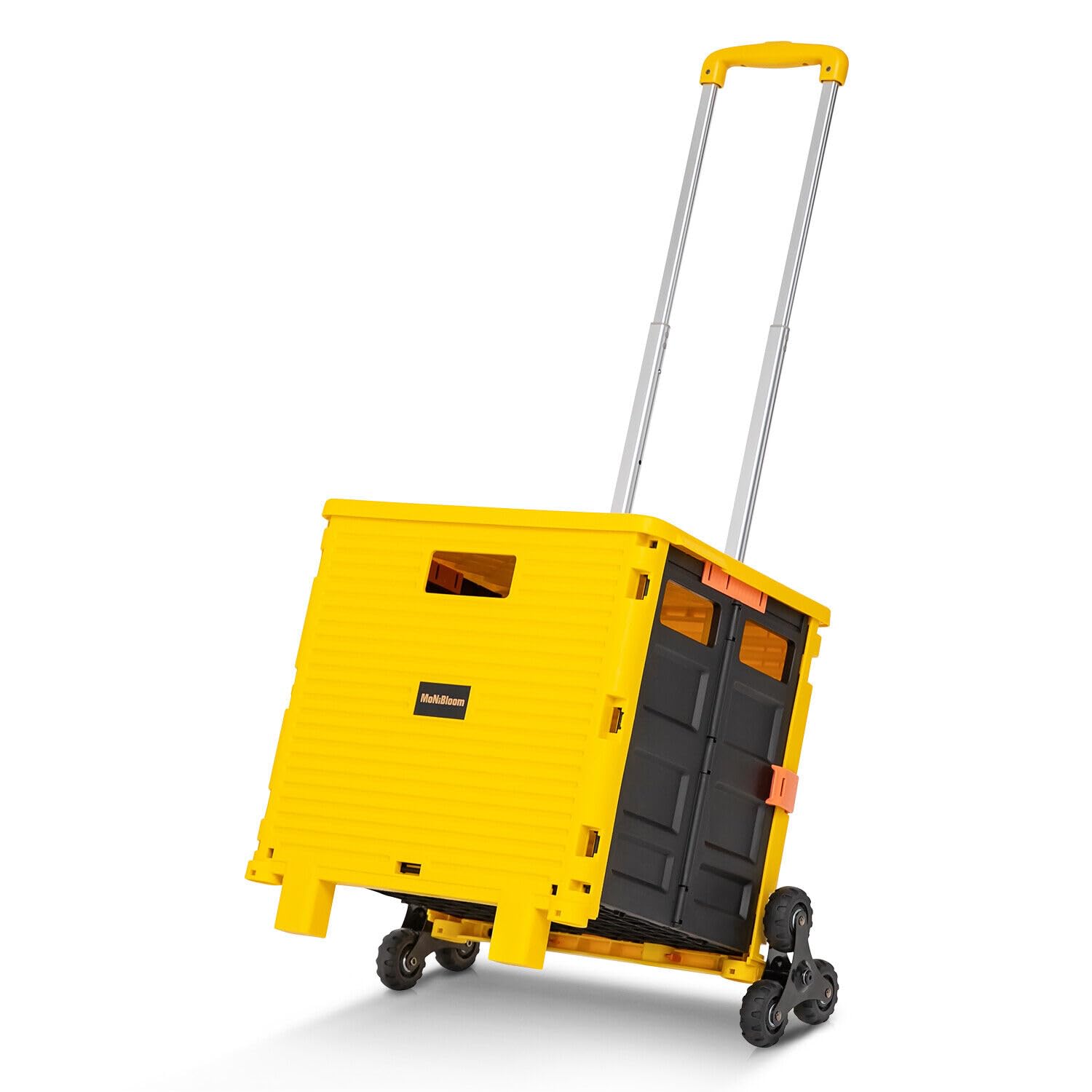 Yellow Collapsible Shopping Cart Foldable Utility Trolley