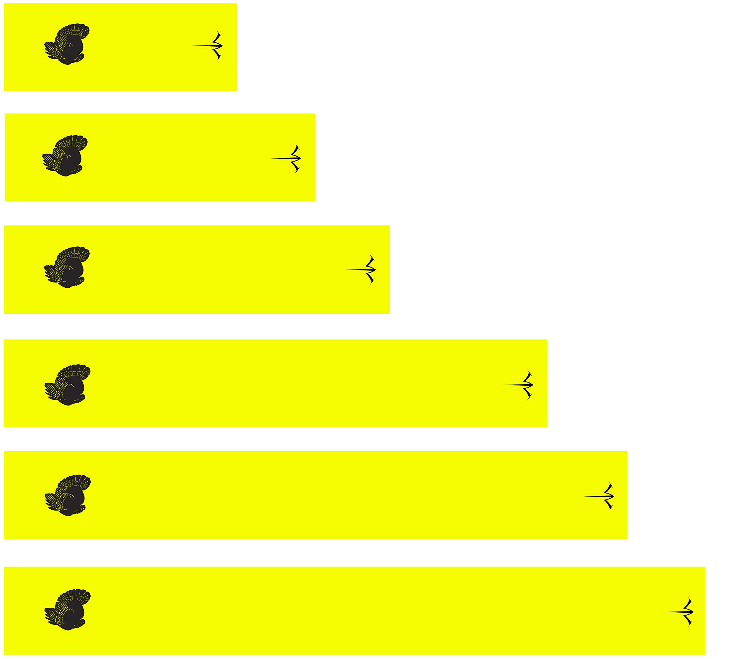 White Water Archery Solid Yellow Fluorescent Neon Turkey Silhouette Arrow Wraps 15 Pc Pack Choose Length Width (8, 1)