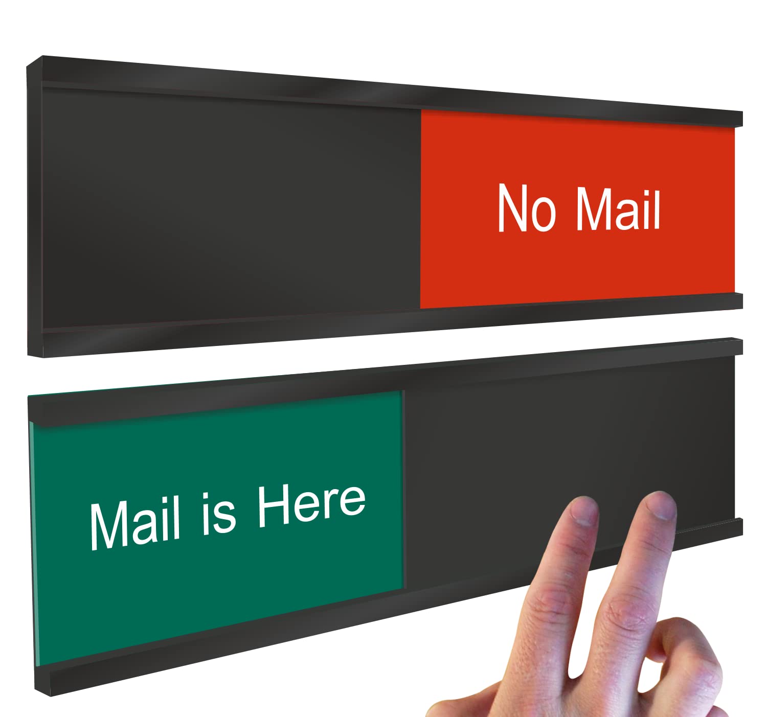 SmartSign Mail Is Here/No Mail Slider Sign | 2.25" x 10" Plastic Black