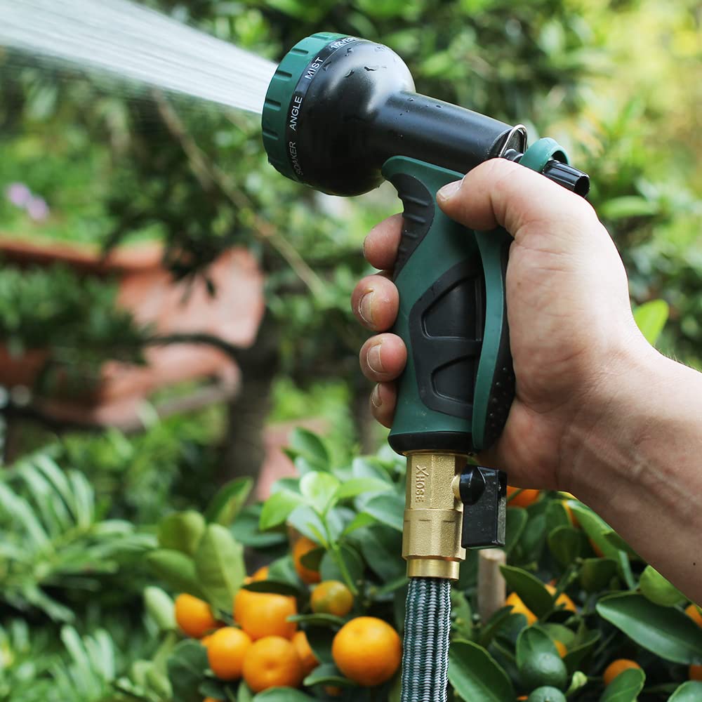 YELUN Garden telescopic hose end adapter with shut off Valve,Garden retractable hose end Fittings Kit,Repair Connector,Garden hose Brass Shut Off Valve 1Set