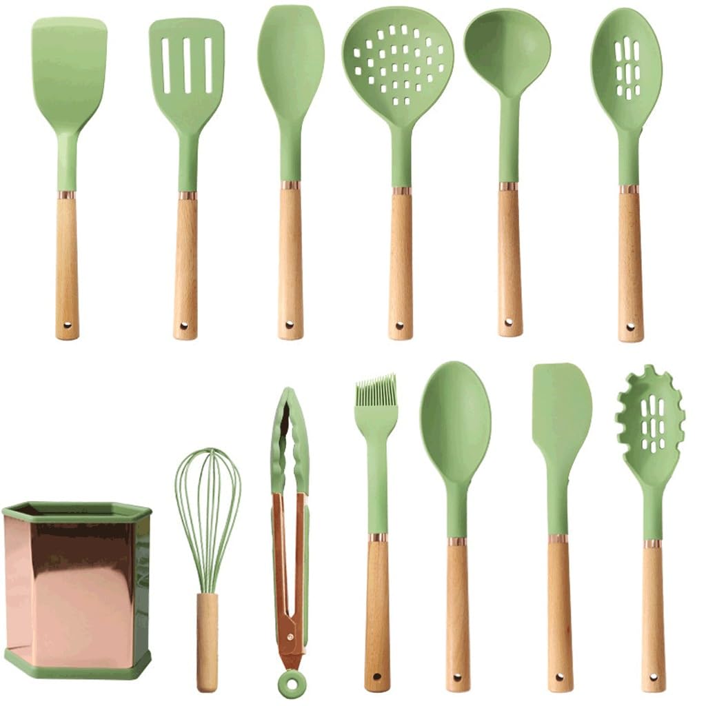 SLEEVY Heat Resistant Silicone Kitchenware Cooking Utensils Set Colander Frying Shovel Soup Spoon Kit