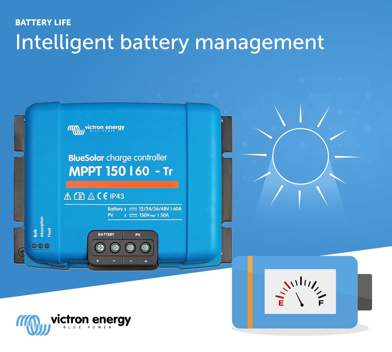 Victron Energy BlueSolar MPPT TR 150V 60 amp 12/24/36/48-Volt Solar Charge Controller