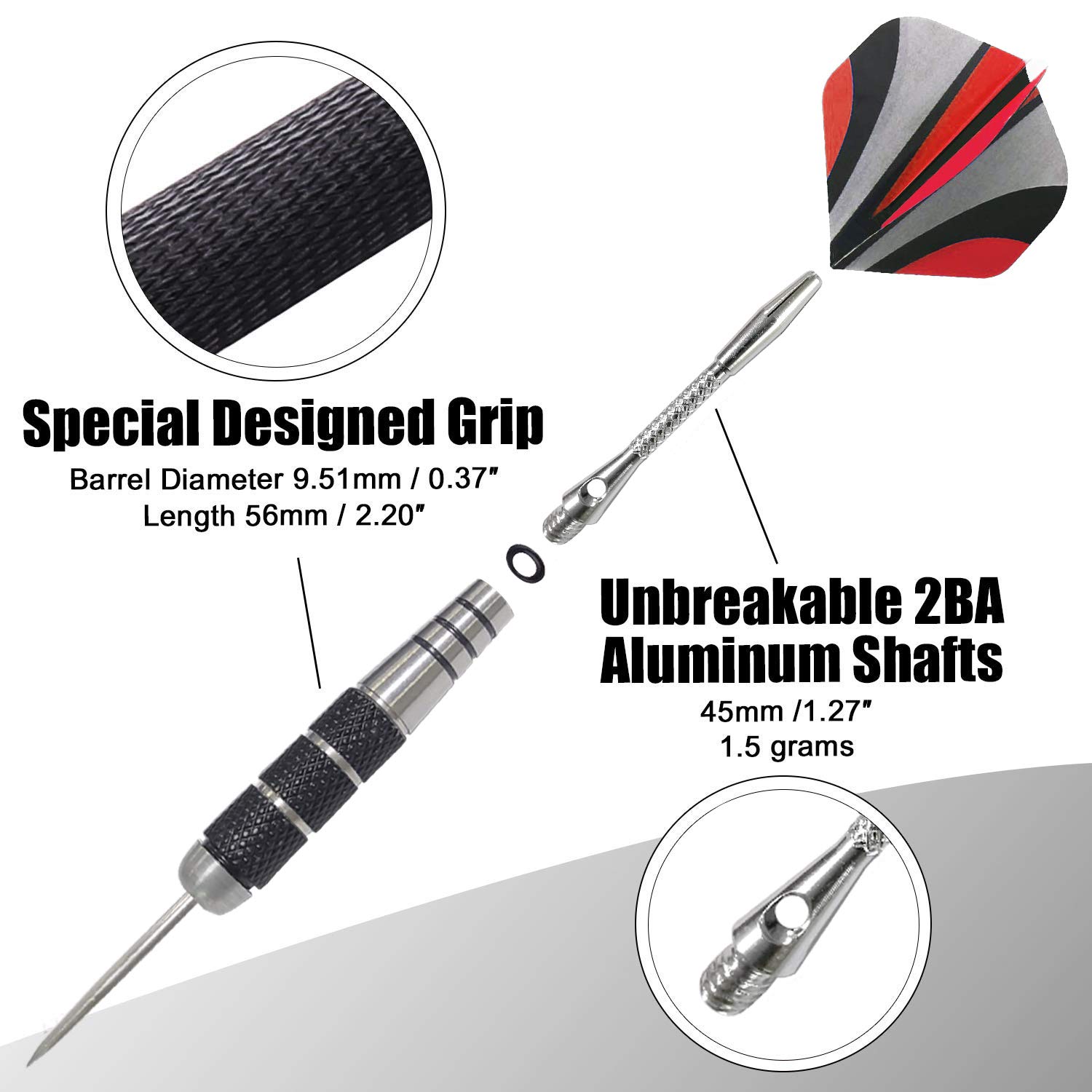 WINSDART Steel Tip Darts Set, 12 Pack Professional Metal Darts for Dartboard with Nonslip Dart Shafts, 2 Style Flights, Darts Sharpener and Gift Case