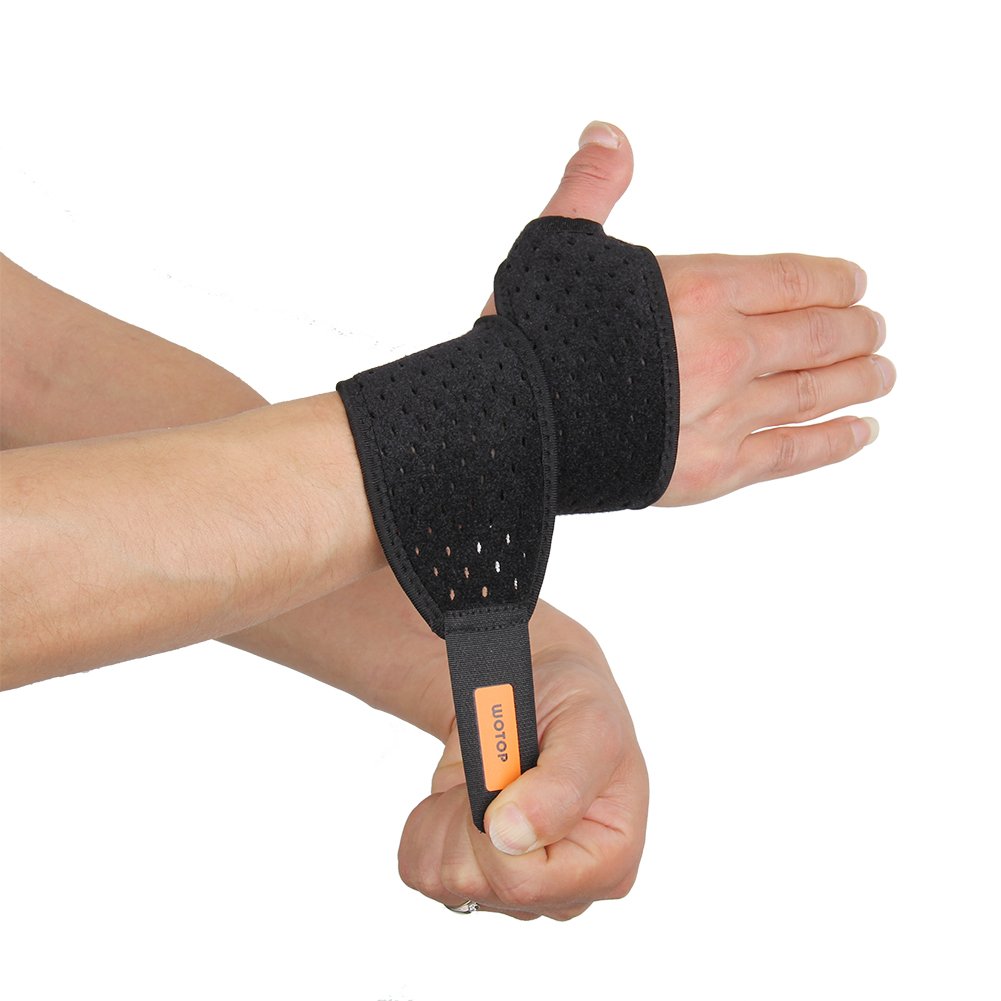 WOTOP Wrist Brace Wraps Carpal Tunnel Tendonitis Arthritis Pain Relief, Sports Wrist Support Protector Stabilizer Strap Band Compression Fits Right&Left Hand for Women and Men Pack of 2