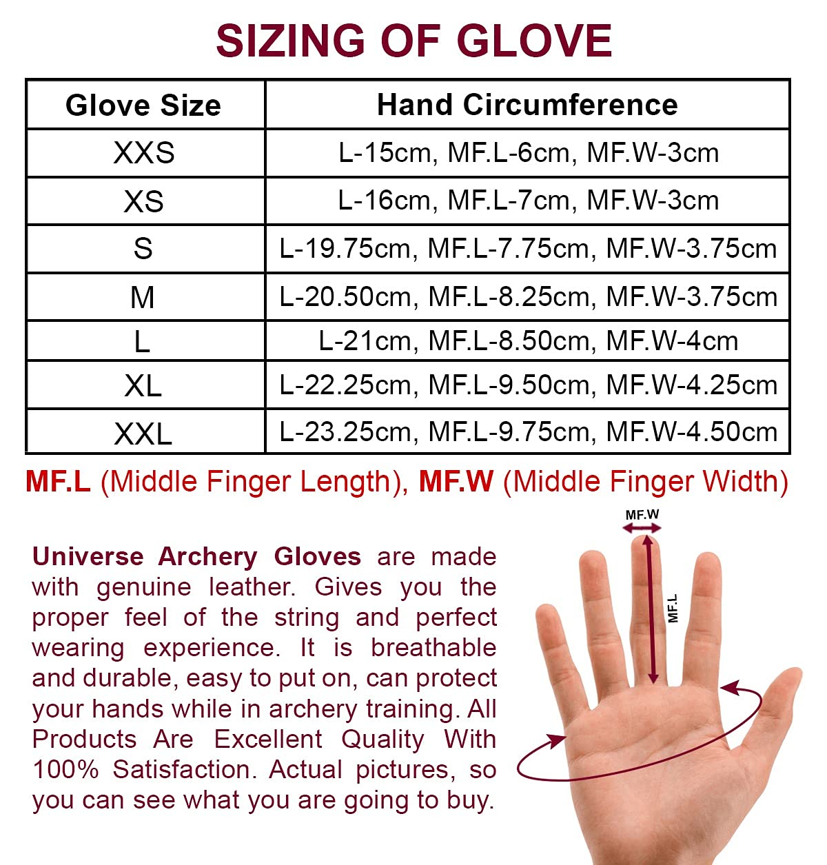 UNIVERSE ARCHERY Leather Archery Glove | Handmade Shooting Hunting Three & Half Finger Gloves | Recurve Bow Archery Cow Hide Leather Gloves | Excellent Fitting