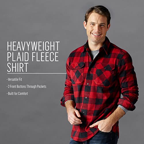 Wrangler Authentics Men's Long Sleeve Heavyweight Fleece Shirt Gray Buffalo Plaid Medium