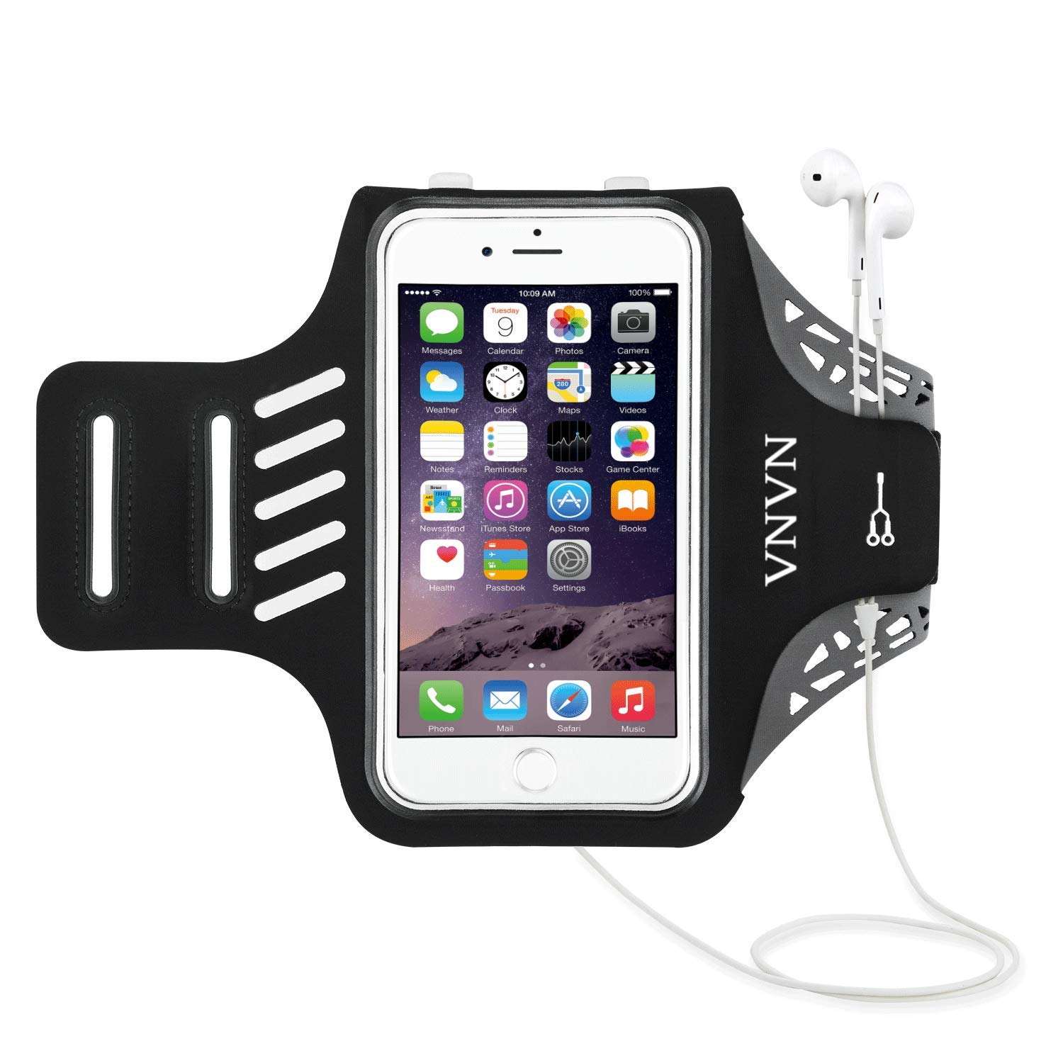 VNVN Water Resistant Sports Armband Arm Case Holder Compatible-iPhone11/Pro/Max,Xs/Max/Xr,8/7/6/Plus(Support face ID),Galaxy S20/S10/S9/S8/,Note10/9/8/ Bundle-Adjustable Reflective Velcro Workout Band