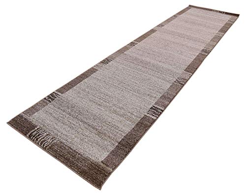 Unique Loom Del Mar Collection Area Rug - Sarah (2' 7" x 10' Runner, Dark Beige/ Brown)