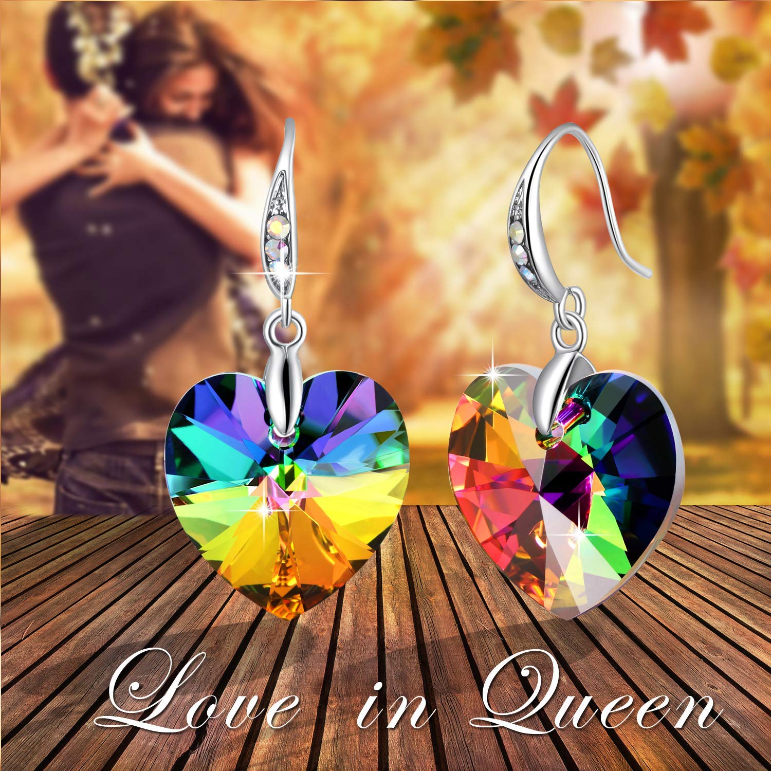 Women's Heart Crystals Earrings Drop Dangle Fish Hook Earrings for Birthday Anniversary Christmas Mother's Day Valentine's Day, Gifts for Her