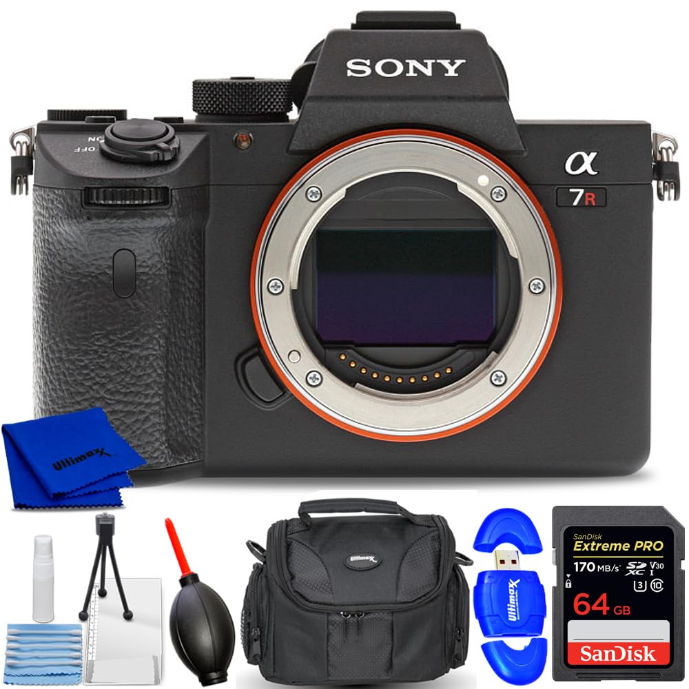 Sony a7R III Mirrorless Camera (Body Only) ILCE7RM3/B - Extreme 64GB SD, Card Reader, Gadget Bag, Blower. Microfiber Cloth and Cleaning Kit (Renewed)