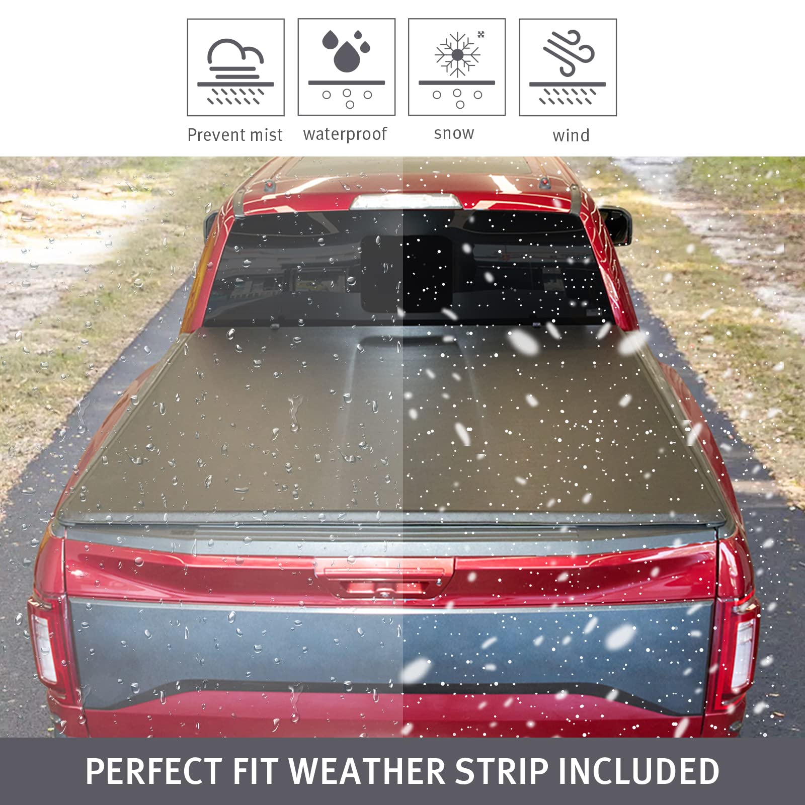 XTWEEX Soft Roll Up Truck Bed Tonneau Cover Fits 2016-2024 Toyota Tacoma (NOT for Trail Special Edition with Storage Boxes) Fleetside 5FT Bed