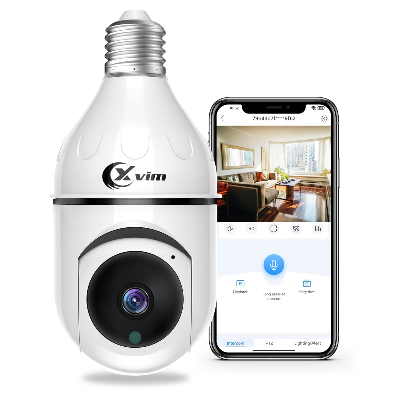 XVIM WiFi Light Bulb Camera, Pan/Tilt Wireless Indoor Camera, 3MP Light Bulb Security Camera with Night Vision, Human Detection & Live Alerts