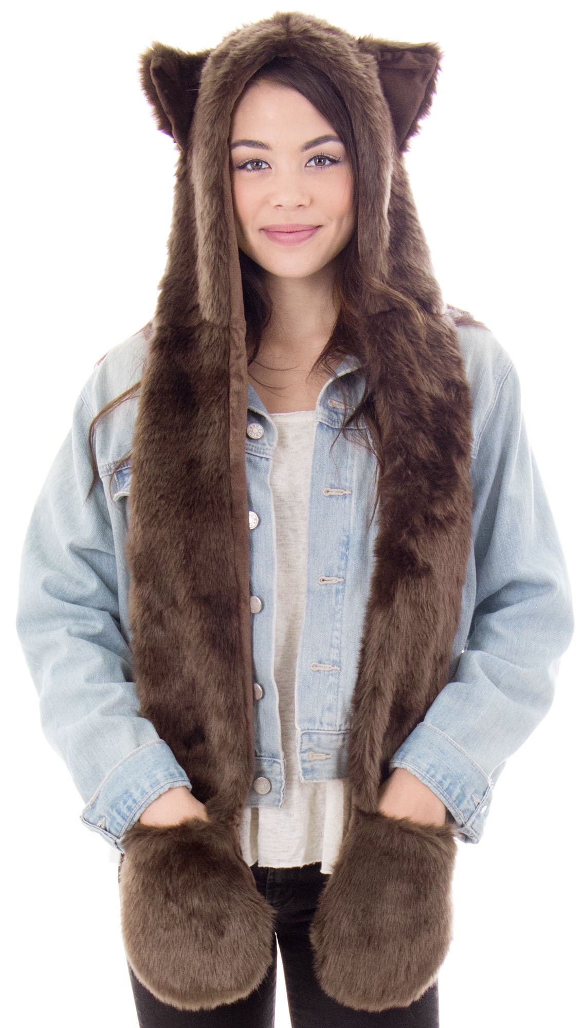 Simplicity ultifunction Animal Hats as Earmuffs, Scarf, Gloves, Black Cat,One Size