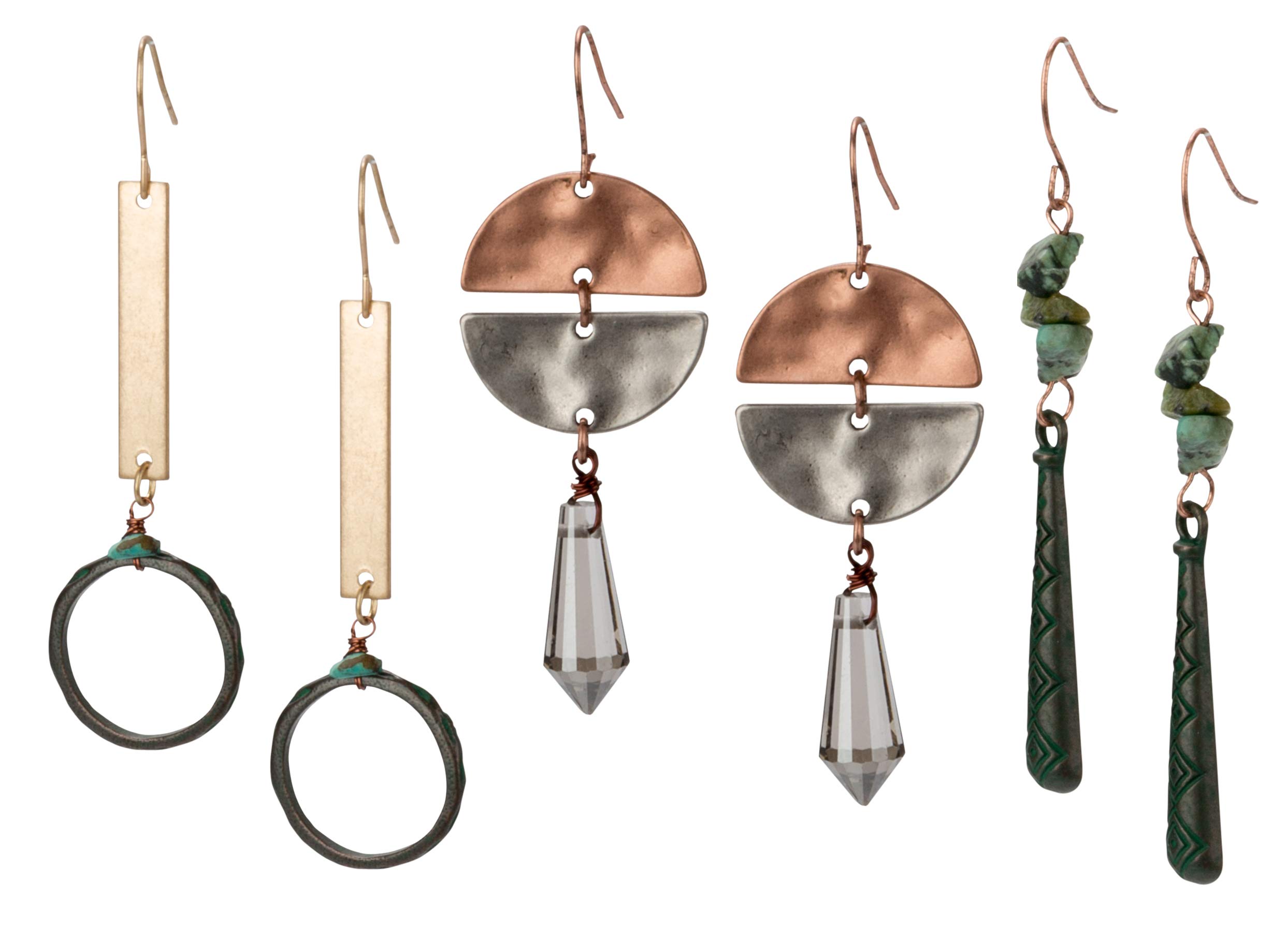 SPUNKYsoul 3 Pack Boho Fashion Country Vintage Statement Earrings for Women