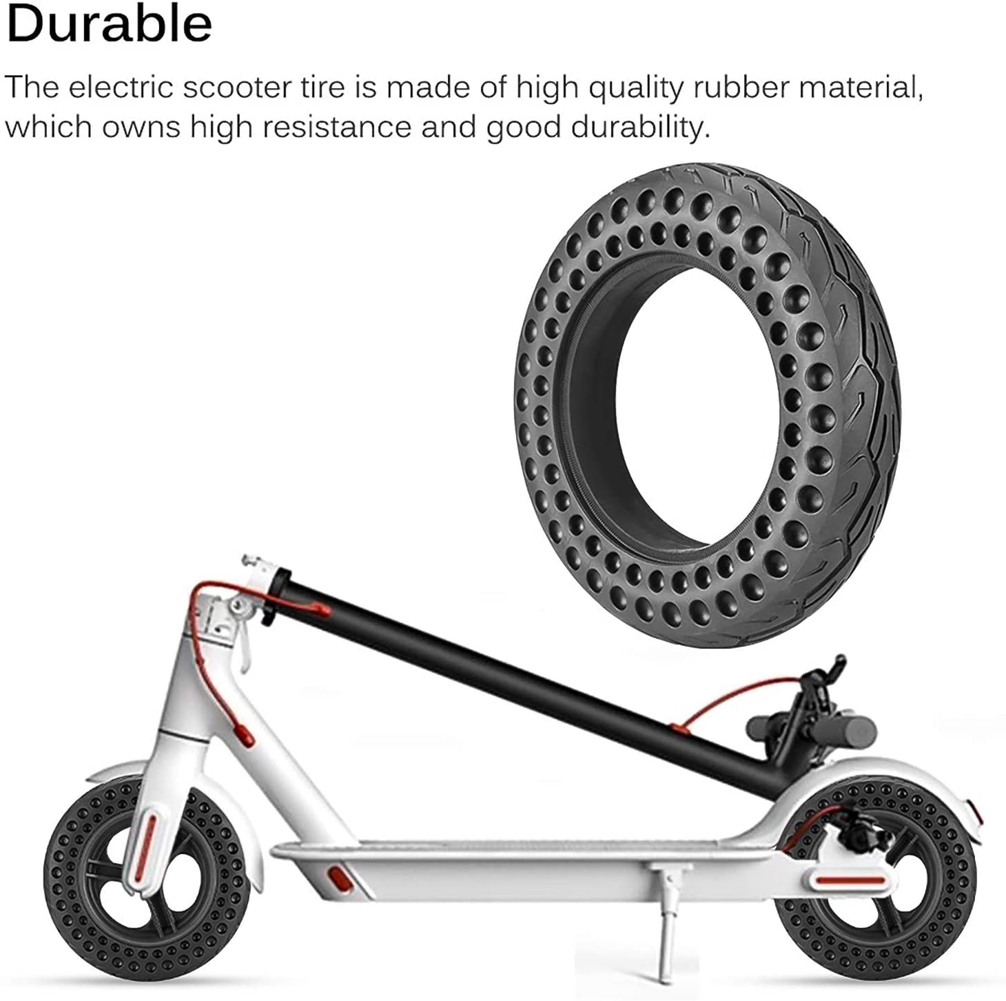 Solid Tires 10 inch Electric Scooter Wheels Front or Rear Replacement Tire Explosion-Proof Honeycomb Solid Tire for Xiaomi M365/M365 Pro and More (10 x 2.125 Tyre)