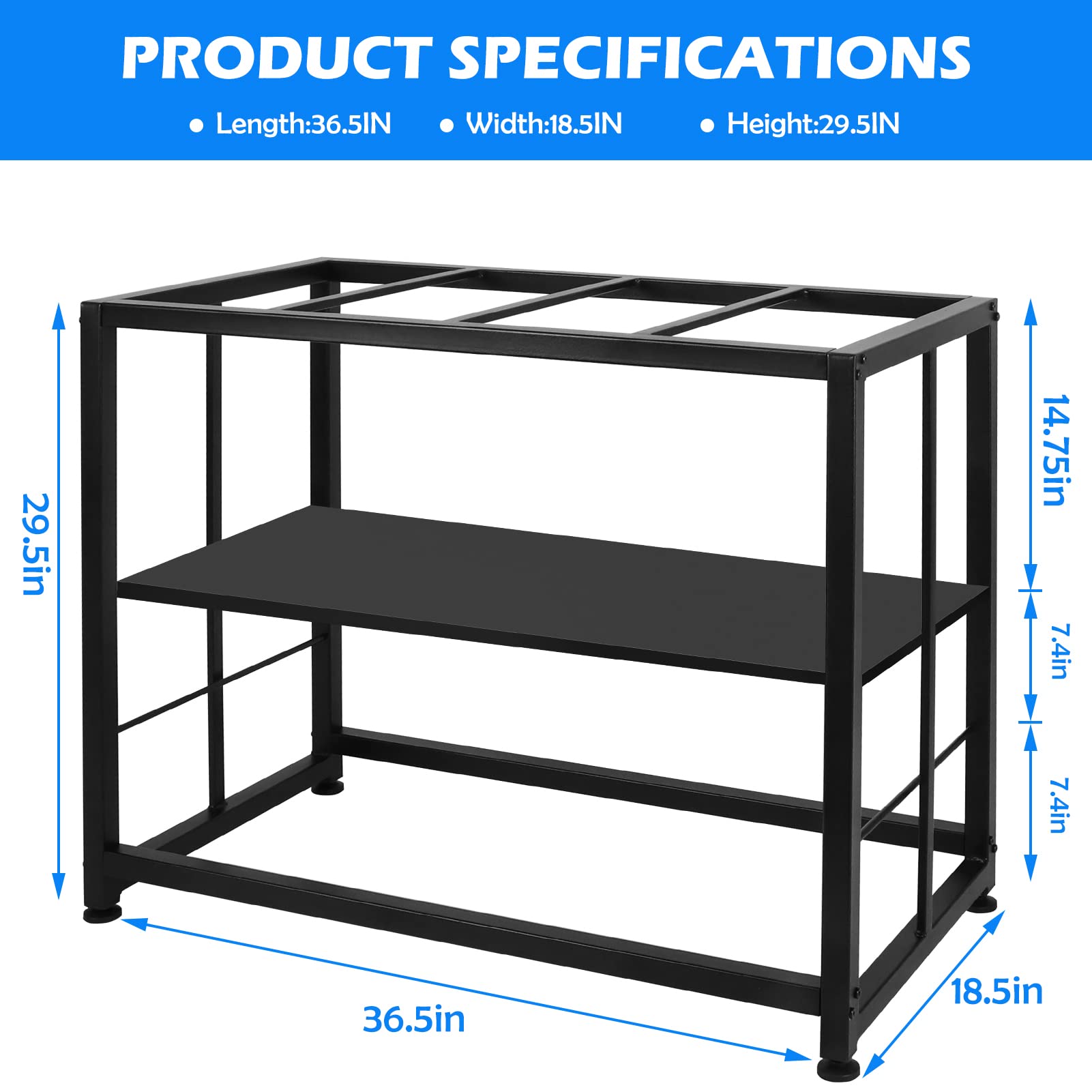 ZOMOFEW Metal Aquarium Stand, 40 Gallon Fish Tank Stand , Double-Layer Detachable Design, Easy To Assemble,Suitable for Home Fish Tank, Landscape Fish Tank And Oceanarium(Tank not included)