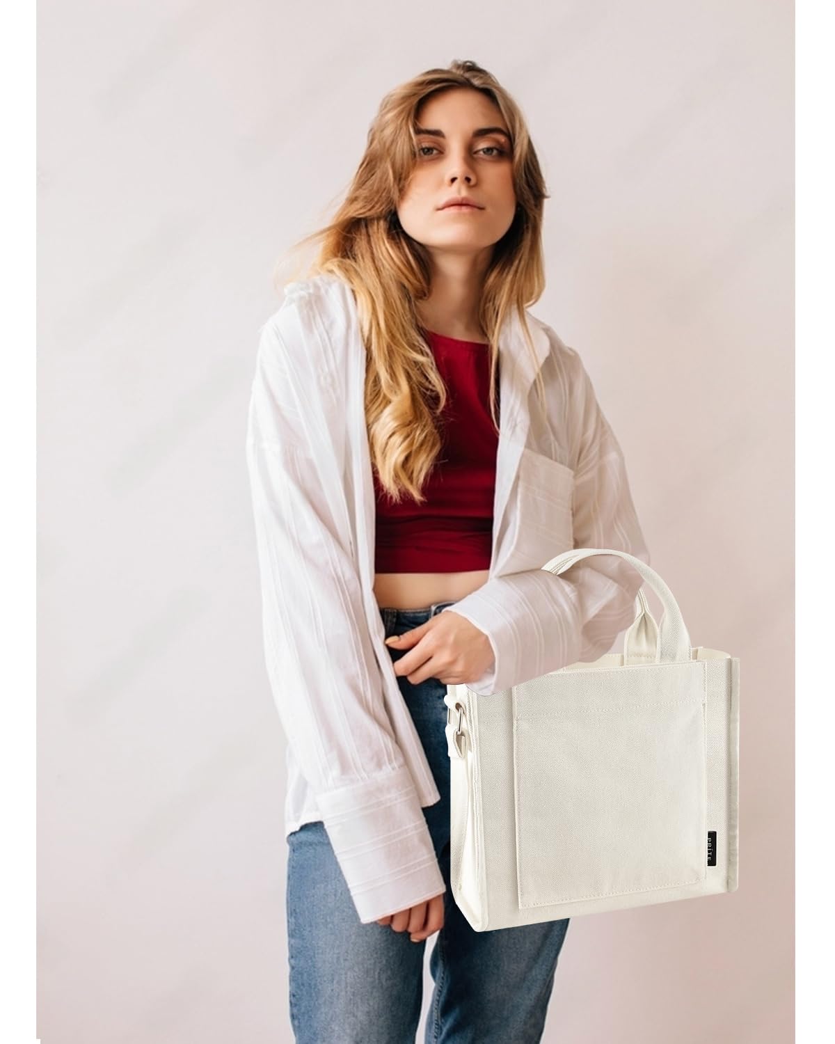 Prite Tote Bag for Women Canvas Crossbody Bag Shoulder Bag Handbag Satchel Hobo bag with Pockets